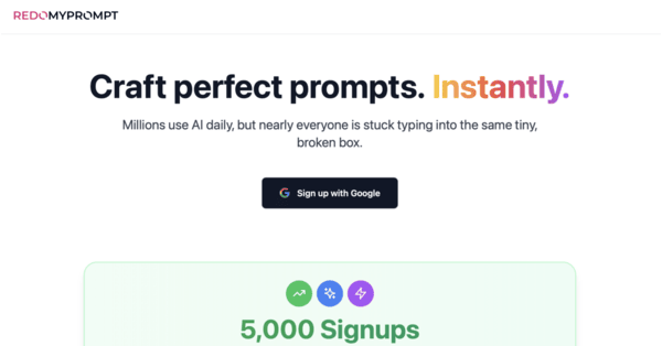 RedoMyPrompt - Craft better prompts. Instantly.